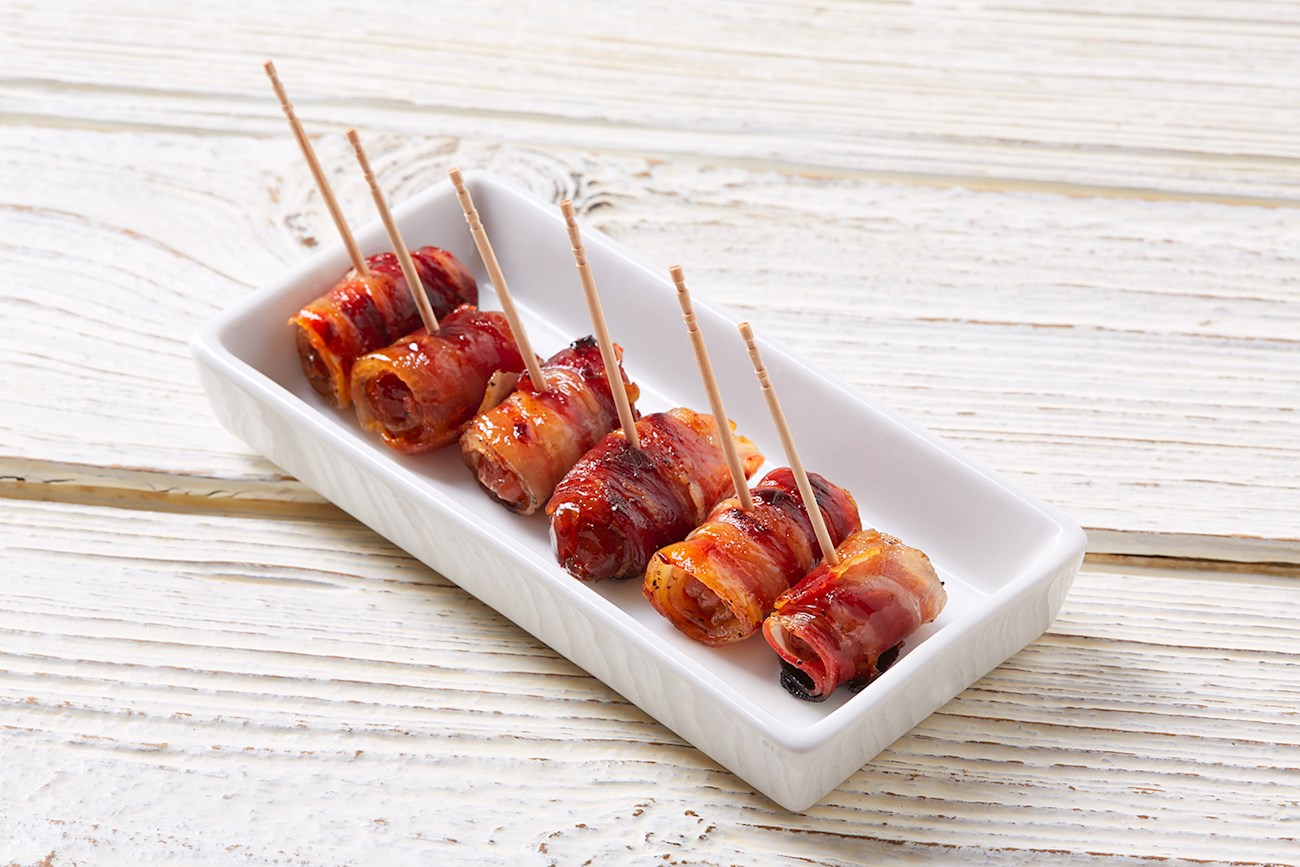 Pincho Dátiles Con Bacón | Traditional Appetizer From Basque Country, Spain