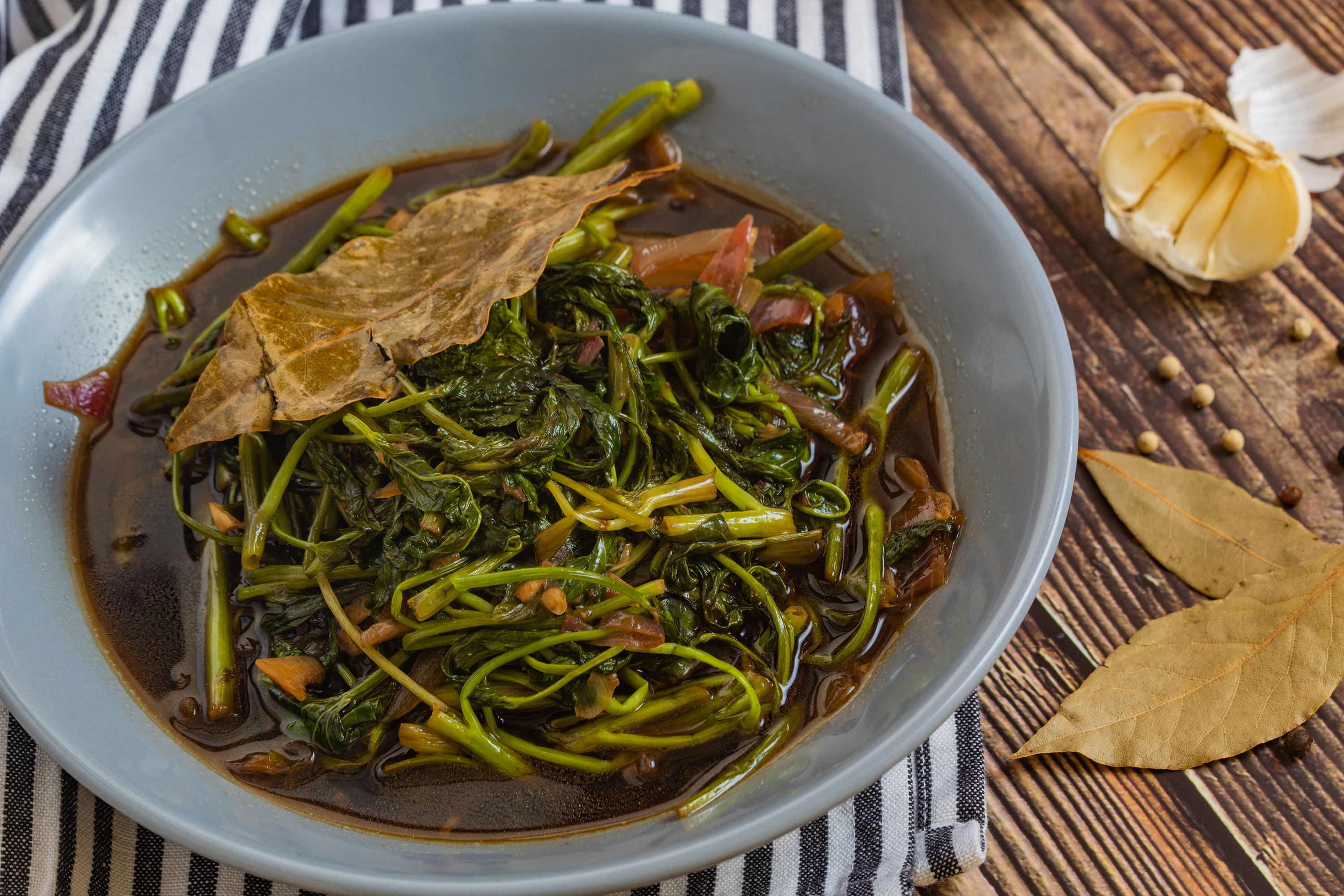 Adobong Kangkong | Traditional Stew From Philippines, Southeast Asia