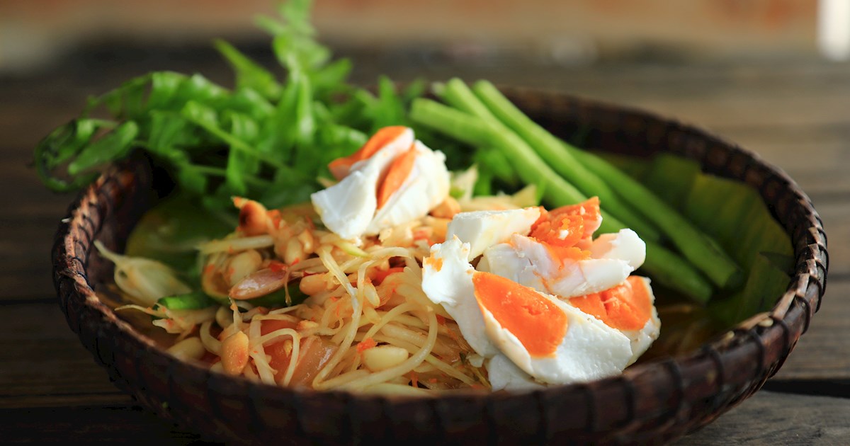 Som Tam Khai Khem | Traditional Salad From Thailand, Southeast Asia