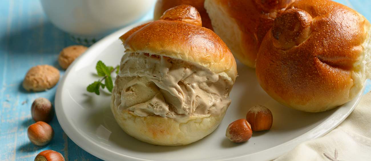 Brioche Con Gelato | Traditional Dessert From Sicily, Italy
