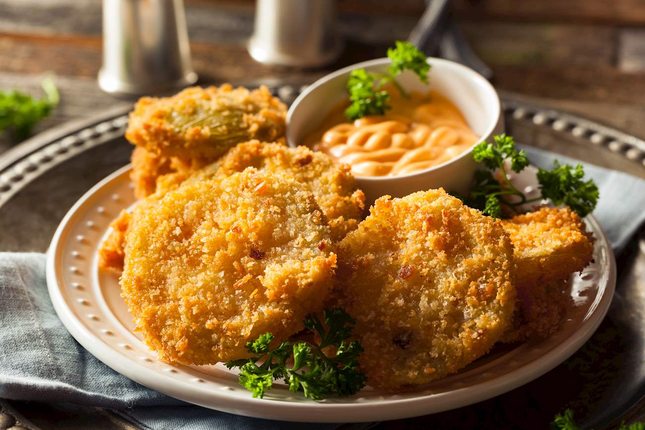 Fried Green Tomatoes Traditional Side Dish From Southern United States United States Of America