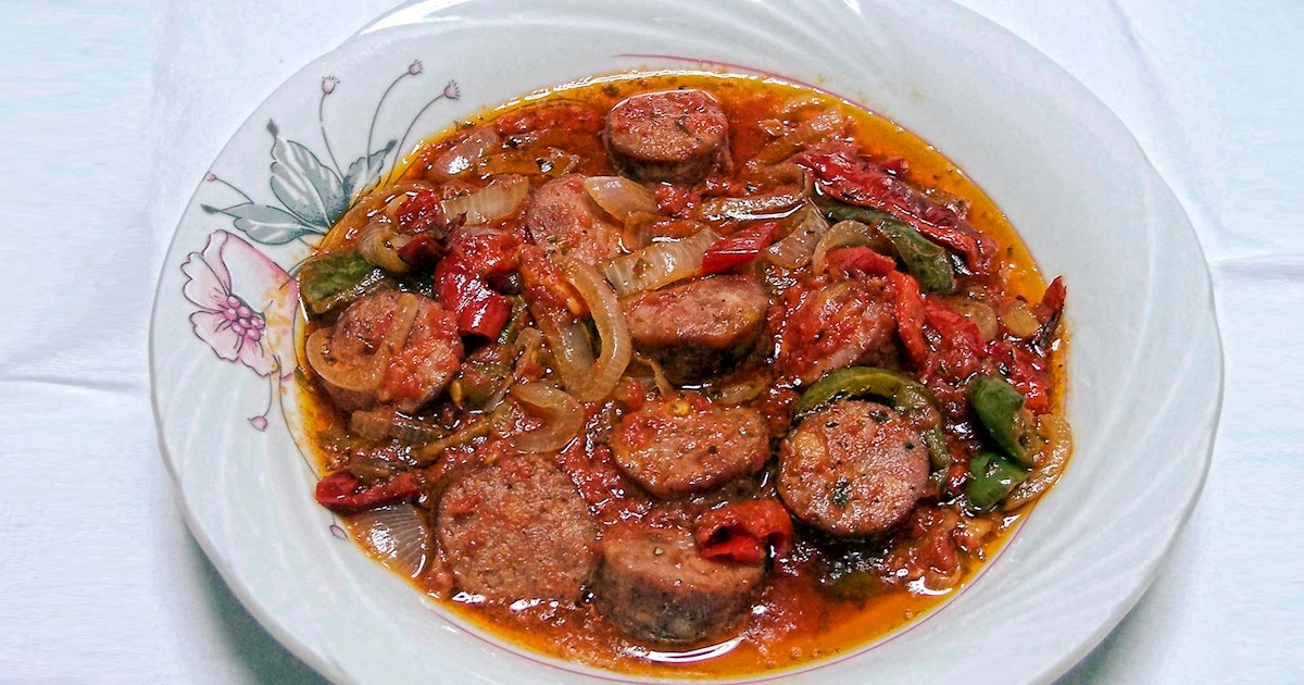 Spetsofai | Traditional Sausage Dish From Thessaly, Greece
