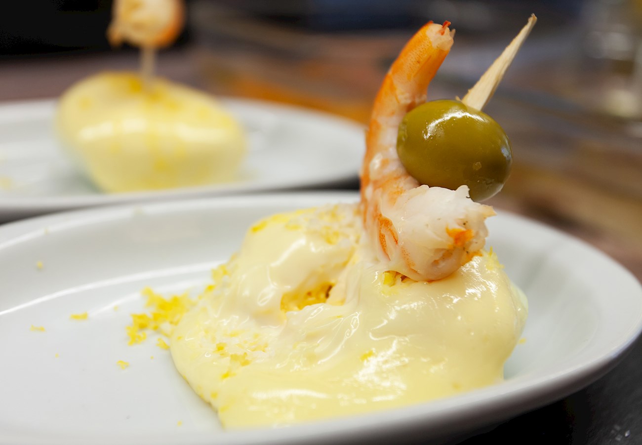 Pincho de Huevo y Gamba | Traditional Appetizer From Basque Country, Spain