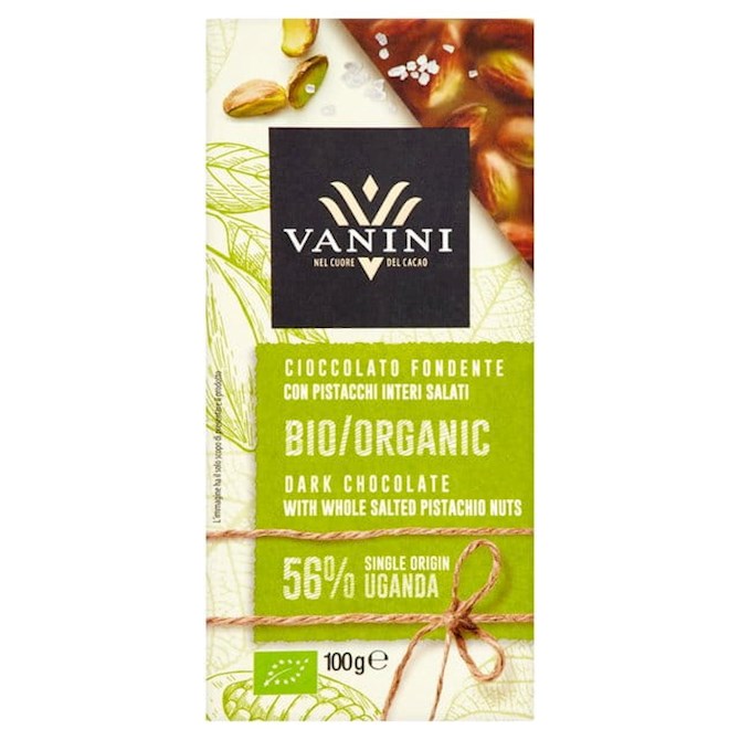 Icam Spa Vanini Organic Dark Chocolate with Whole Salted Pistachio Nuts ...