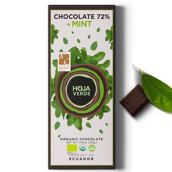Hoja Verde Chocolate Hoja Verde Organic Mint 72% - Best Gourmet ...