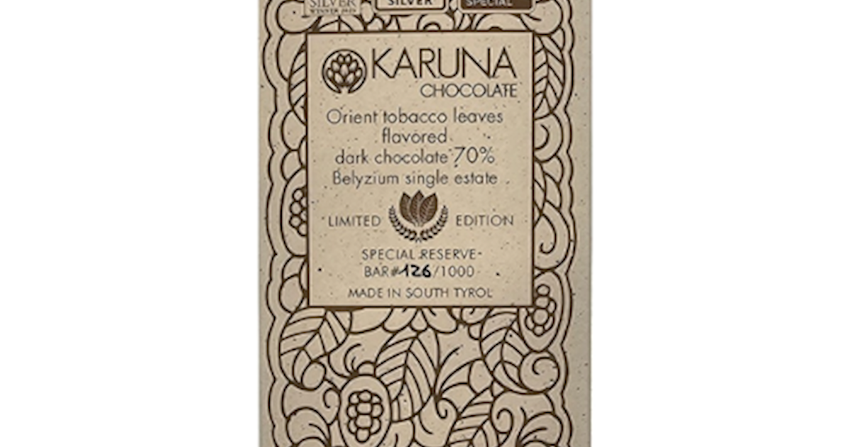 Karuna Chocolate Orient Tobacco Leaves Flavored Dark Chocolate 70% ...