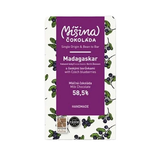 Míšina Čokoláda Madagascar Dark Milk Chocolate 58.5% + Blueberries ...